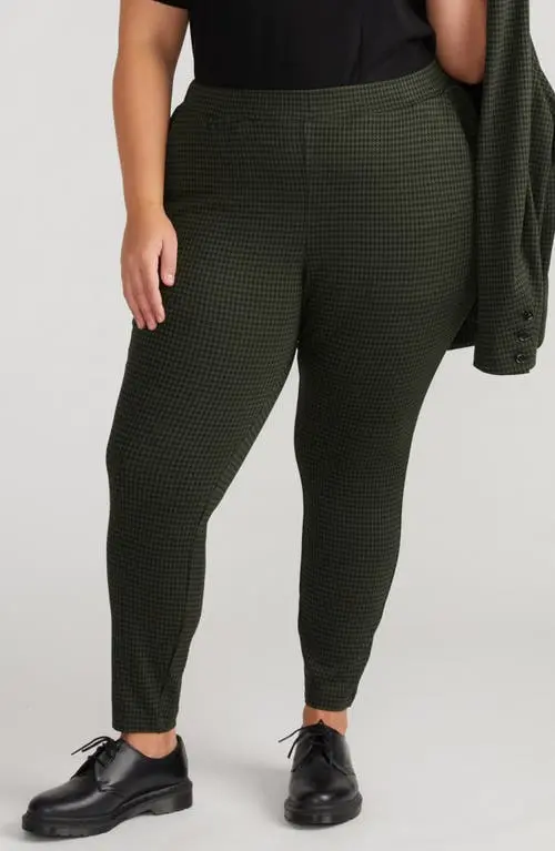 Universal Standard Pull-on Ponte Pants - Dark Green Houndstooth