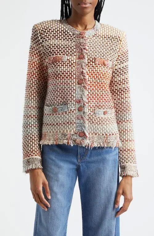 Veronica Beard Sariyah Ombré Knit Jacket - Red Multi