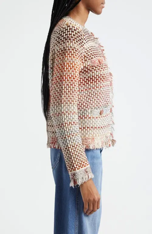 Veronica Beard Sariyah Ombré Knit Jacket - Red Multi