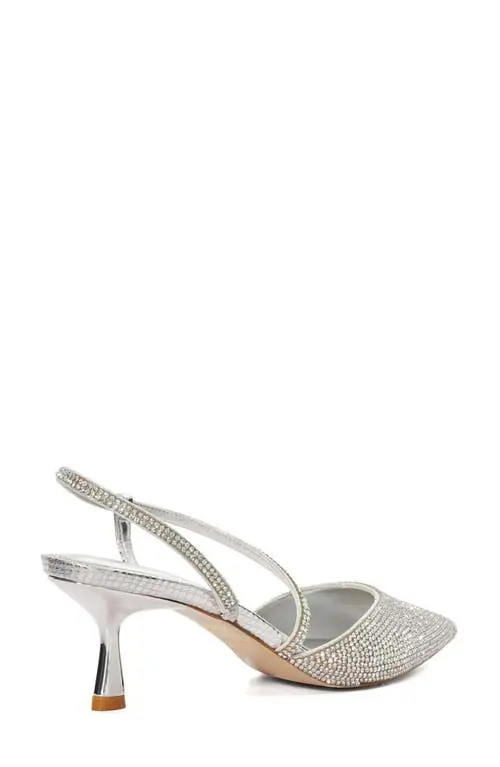 Dune London Slingback Pointed Toe Pumps - Silver