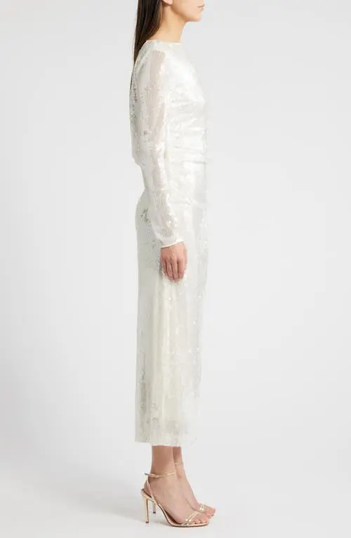 WAYF Kieran Sequin Cowl Back Long Sleeve Cocktail Dress