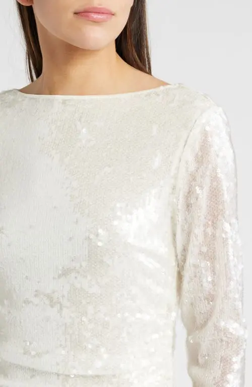 WAYF Kieran Sequin Cowl Back Long Sleeve Cocktail Dress
