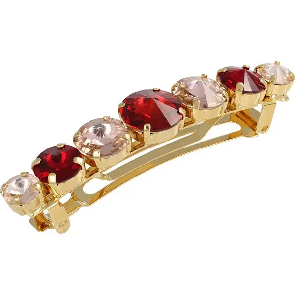 L. Erickson Celina Crystal Barrette - Scarlet/vintage Rose/siam/silk