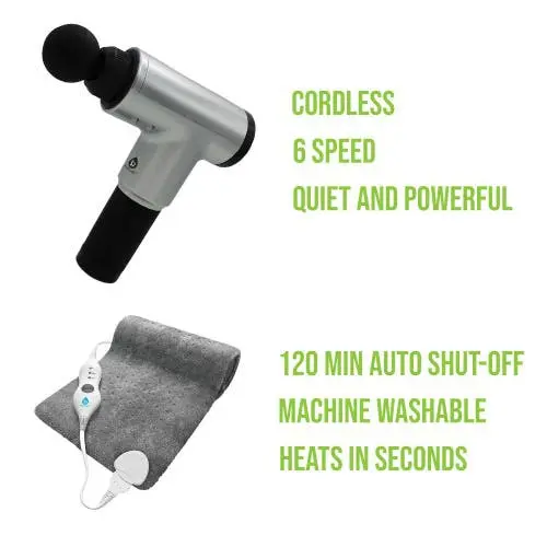 PURSONIC 6 Speed Massage Gun & Electric Heating Pad