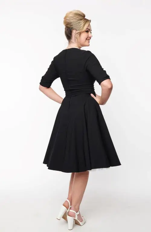 Unique Vintage Half Sleeve Surplice Delores Swing Dress