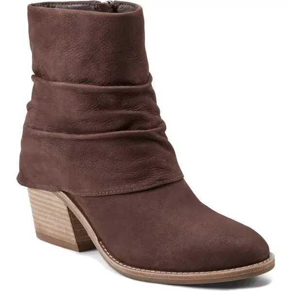 EARTH® Savvy Ruched Bootie - Dark Brown
