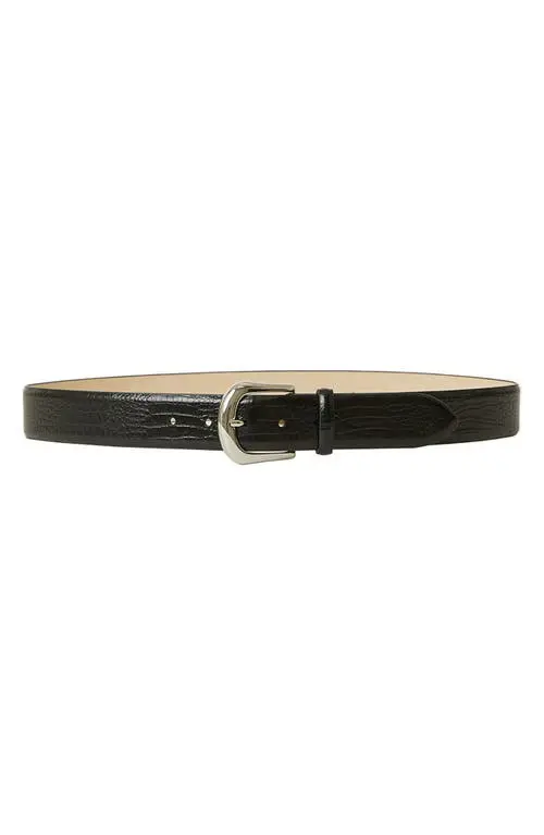 B-low The Belt Kennedy Croc Embossed Leather Belt - Black Silver