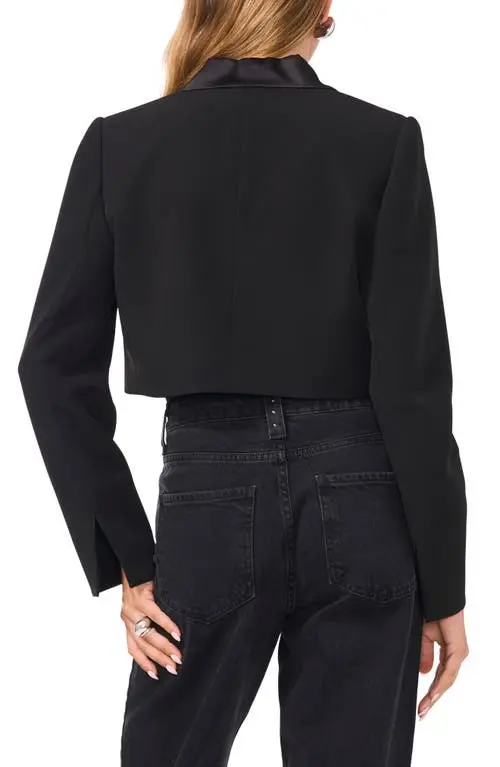 1.State Satin Lapel Crop Tuxedo Blazer