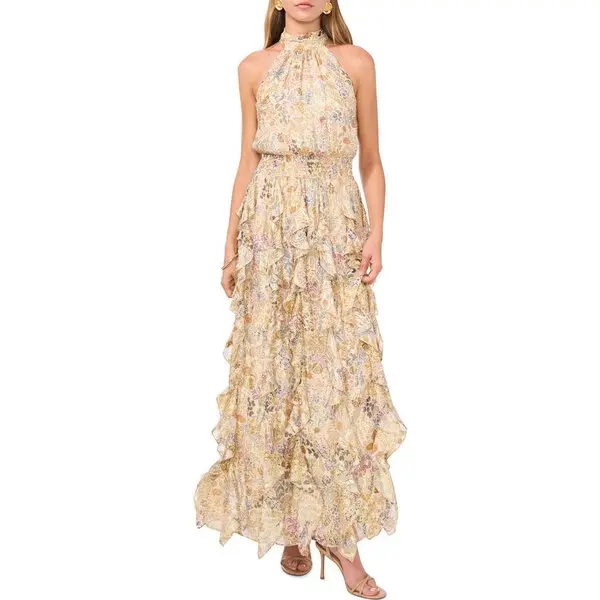 1.State Cascading Ruffle Maxi Dress - Cathay Spice