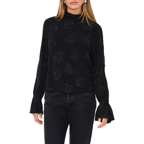 1.State Embellished Mock Neck Top