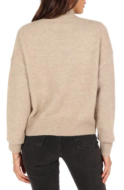 PETAL & PUP Brianna Mock Neck Sweater - Beige