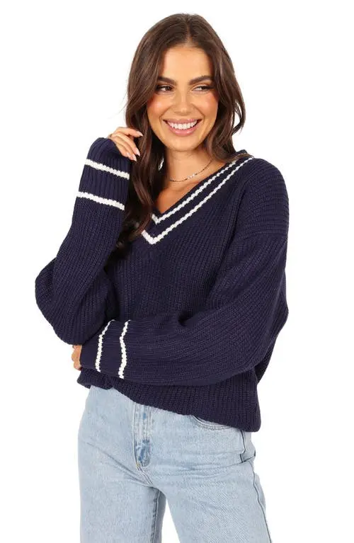 PETAL & PUP Leanna Striped Trim Sweater