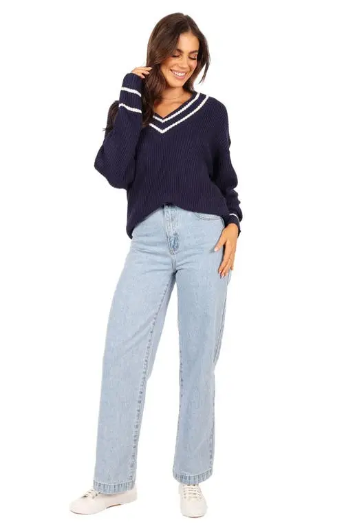 PETAL & PUP Leanna Striped Trim Sweater