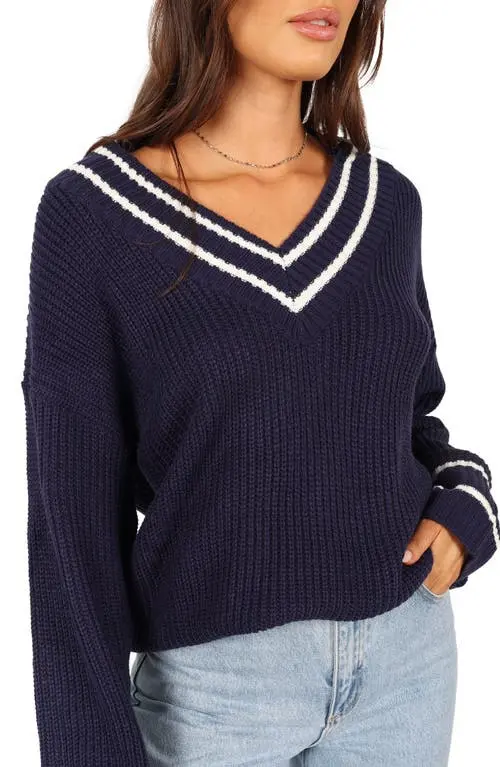 PETAL & PUP Leanna Striped Trim Sweater