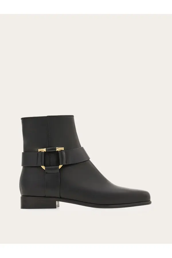 FERRAGAMO Gancini Ornament Ankle Boots - Black