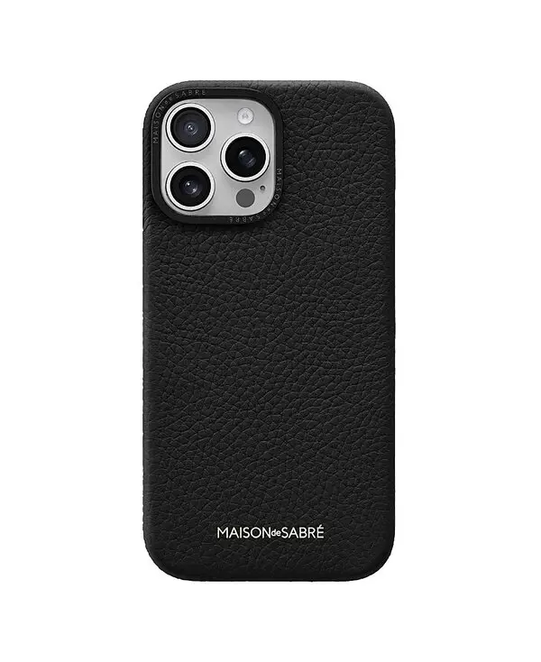 MAISON DE SABRE Maison De Sabra Leather Phone Case - Black Caviar