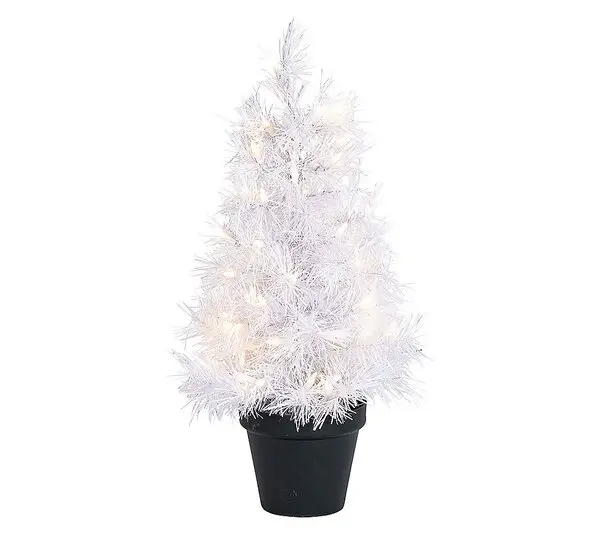 STERLING Elegant 24 In White Artificial Tree With Lights By - One-color