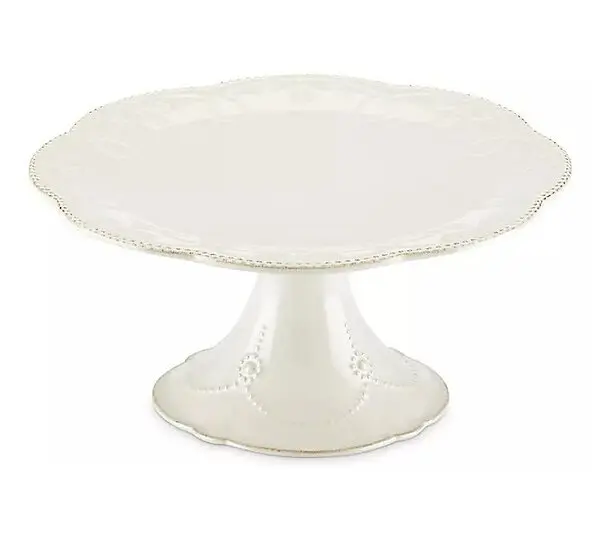 LENOX French Perle White Pedestal Cake Plate - One-color