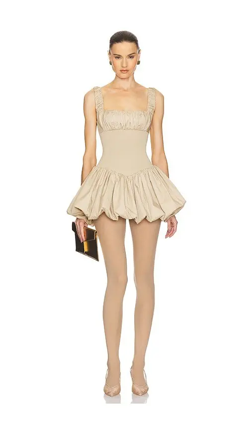 HELSA Rib Mix Puffy Mini Dress