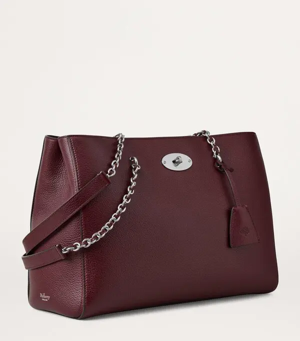 Mulberry Leather Lily Chain Tote Bag - Burgundy