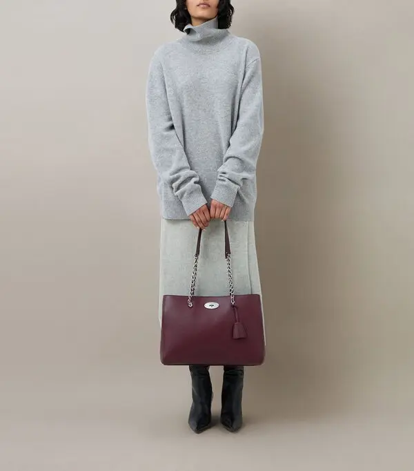 Mulberry Leather Lily Chain Tote Bag - Burgundy