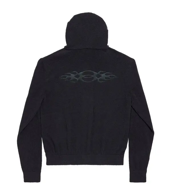 balenciaga フレイム ロゴ パーカー フーディー Balenciaga Flame Logo Zip-Up Hoodie - Black | Editorialist