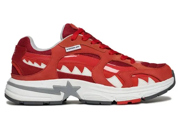 BAPE A Bathing Ape Shark Sta Sneakers - Red/orange/white