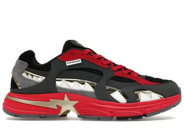 A BATHING APE Shark Sta Sneakers - Grey/black/red