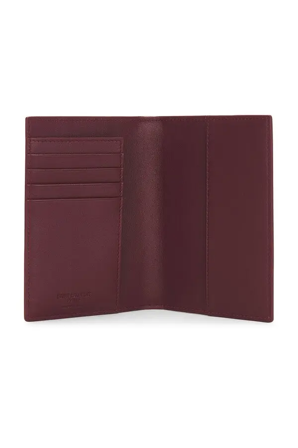 Saint Laurent Passport Holder In Burgundy