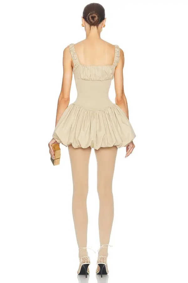 HELSA Rib Mix Puffy Mini Dress