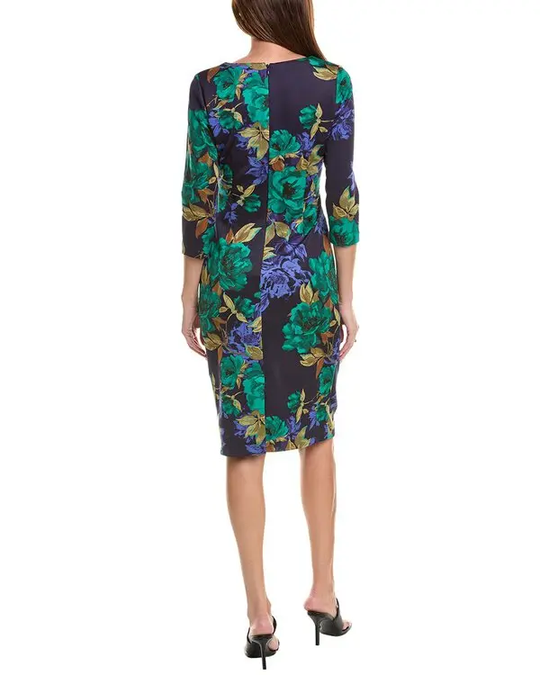 Donna Ricco Printed Techno Scuba Sheath Dress In Blue - 49% Off