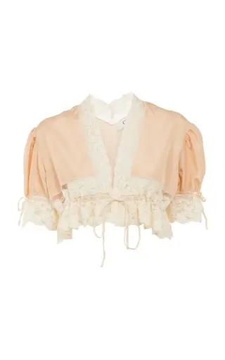 Chloé Lace-trimmed Silk Habotai Crop Top