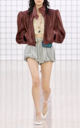Chloé Lace-trimmed Silk Habotai Crop Top