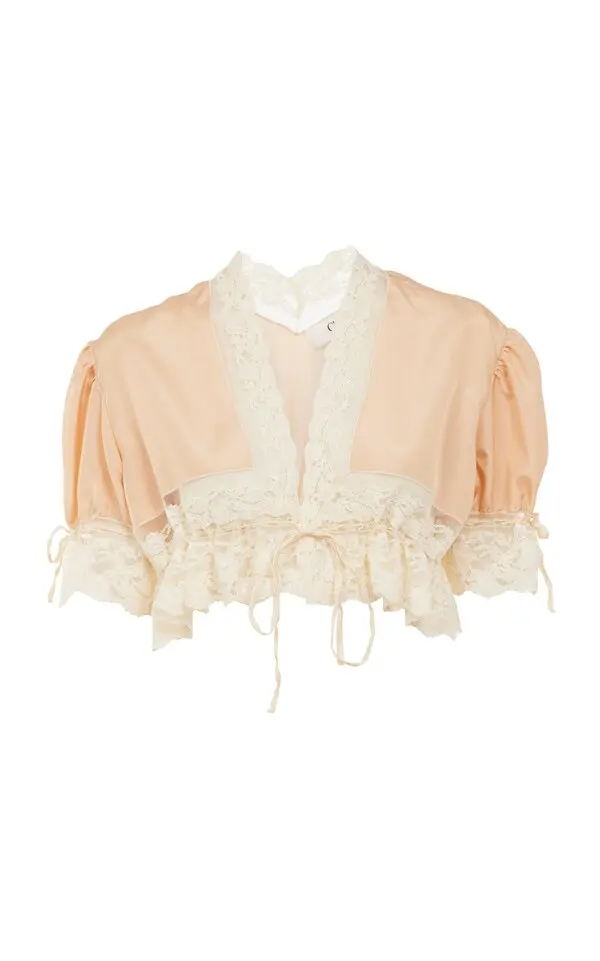 Chloé Lace-trimmed Silk Habotai Crop Top