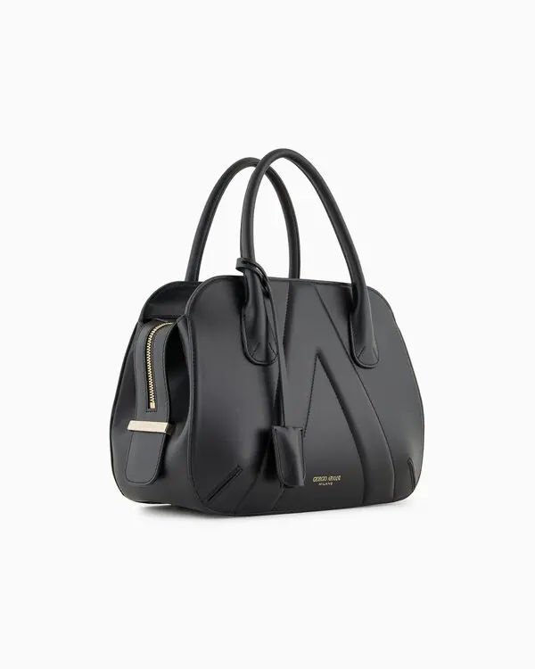 Giorgio Armani La Prima Small Leather Boston Bag - Black