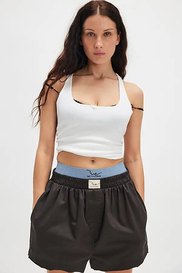 Free People We The Free Cotton Boxer Briefs - Denim Heather