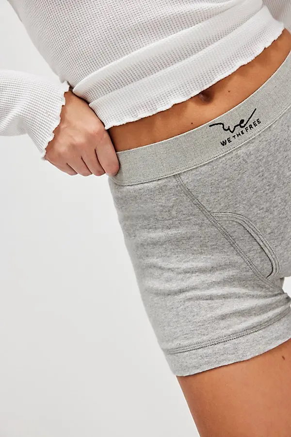 Free People We The Free Cotton Boxer Briefs - Heather Grey
