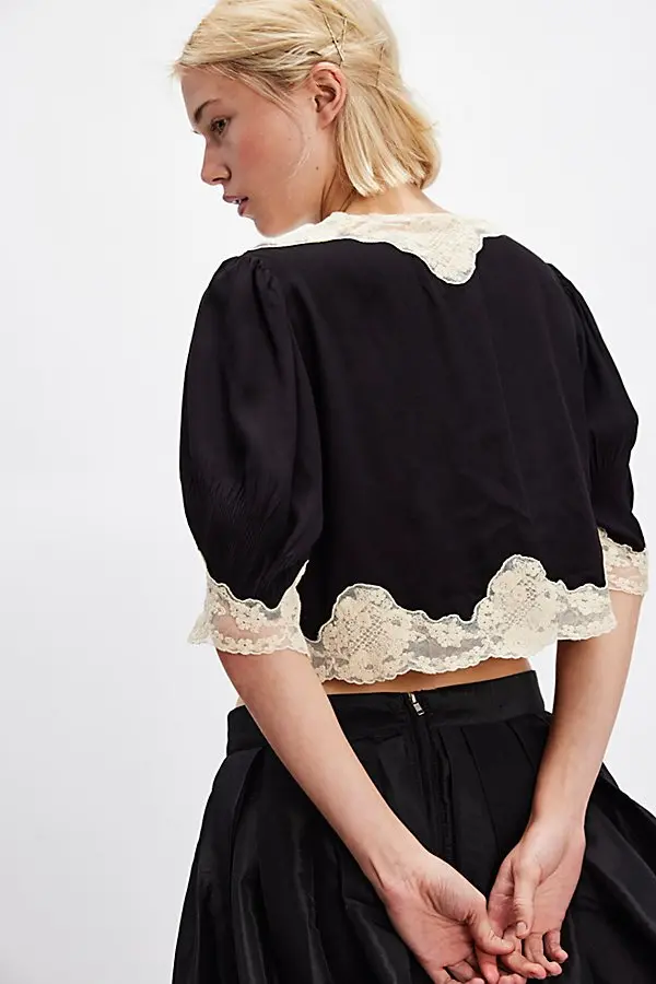 Rixo Yasmin Lace Trimmed Top