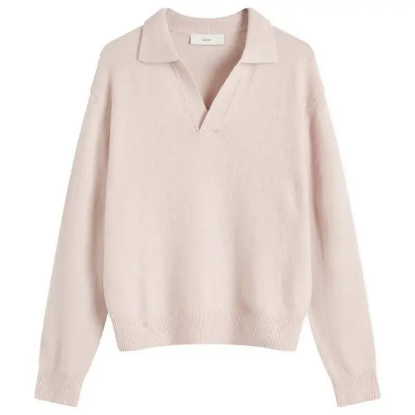 DUNST Collared Baby Alpaca Sweater - Soft Pink