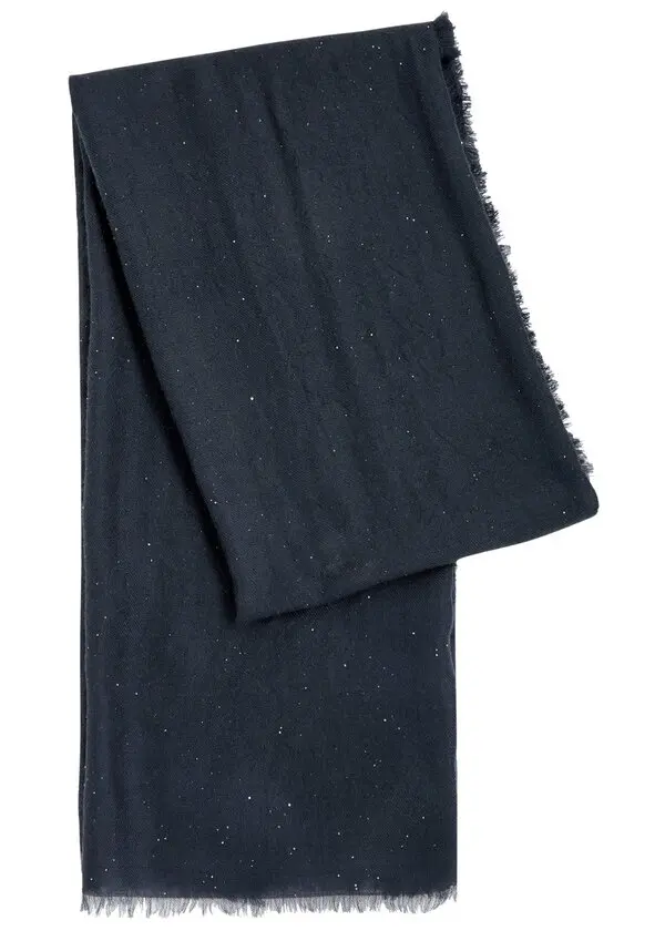 AMA PURE Starlight Sequin-embellished Cashmere Scarf - Dark Grey