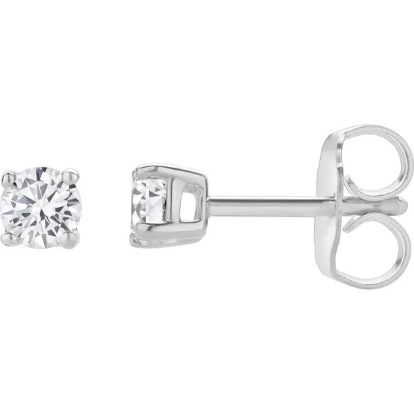LUVMYJEWELRY 0.2 Ct Tw Lab Grown Round Diamond Stud Earrings - 14k White Gold