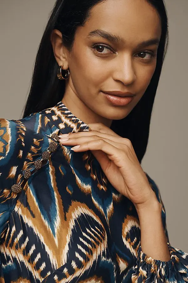 Farm Rio Pineapple Ikat Mini Dress - Blue | Editorialist