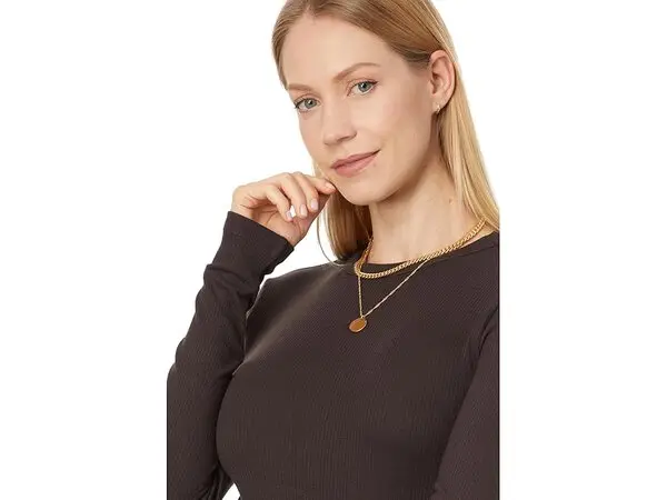 Madewell Modal Rib Long Sleeve Crew Neck - Brown