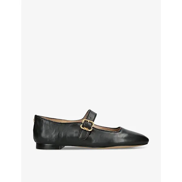 Sam Edelman Square-toe Leather Ballet Flats - Black