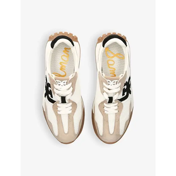 Sam Edelman Langley Suede And Mesh Low-top Trainers - Beige Comb