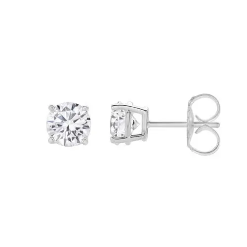 LUVMYJEWELRY 1.25 Ct Tw Lab Grown Round Diamond Stud Earrings 14k Gold - 14k White Gold