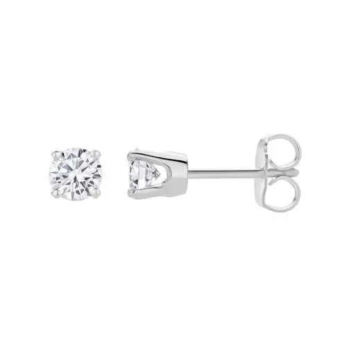 LUVMYJEWELRY 0.60 Ct Tw Lab Grown Round Diamond Stud Earrings - 14k White Gold