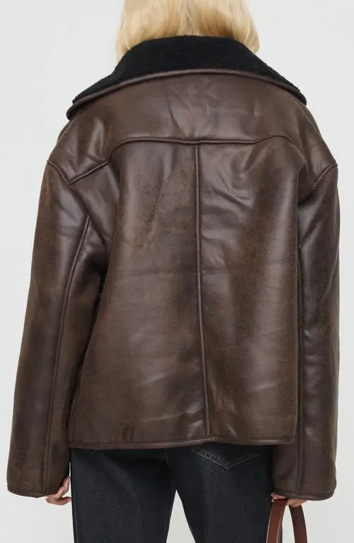 Princess Polly Nunez Faux Shearling Lined Faux Leather Jacket
