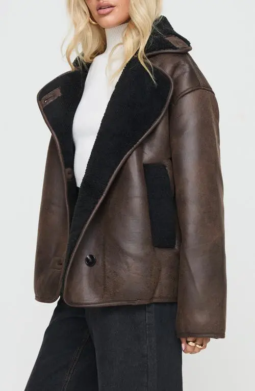 Princess Polly Nunez Faux Shearling Lined Faux Leather Jacket