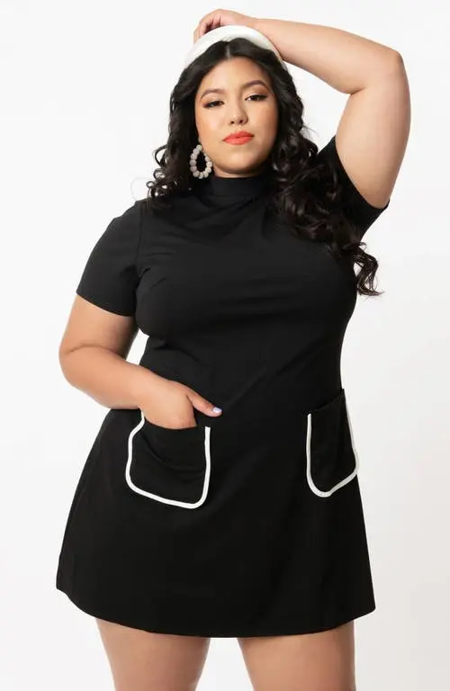 Unique Vintage Mock Neck Shift Dress